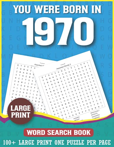 1970 Word Search Book: 100+ Large Print Word Search Puzzles For Seniors ...