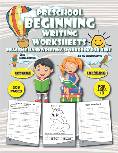 Preschool Beginning Writing Worksheets: Practice Handwritting Workbook ...
