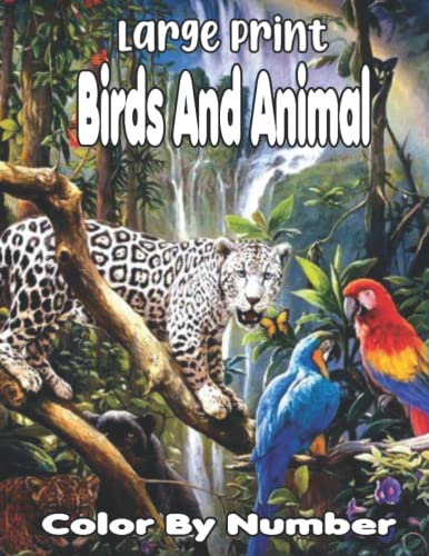 Large Print Birds and animal Color By Number: Easy and Relaxing ...