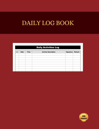 Daily Log Book: Everyday Activities Tracker Journal | Small & Home ...