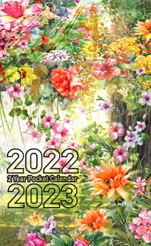 2 Year Pocket Calendar 2022-2023: Flowers Painting Cover Design, Two ...