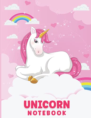 Unicorn Notebook: Pink Unicorn Notebook Journal- 8.5" x 11" Wide Ruled ...