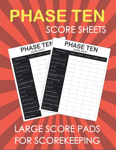 Phase Ten Score Sheets: 120 Score Sheets for Scorekeeping - Large ...