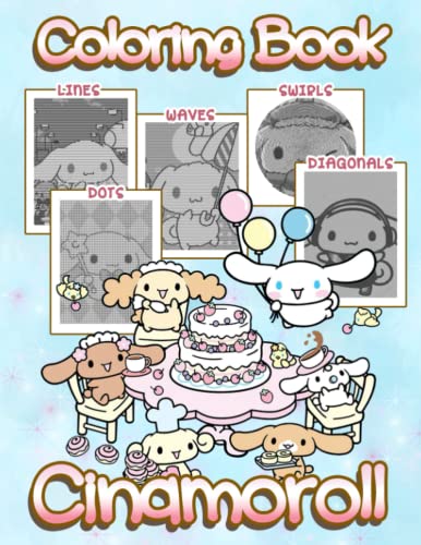 Cinnamoroll Dots Lines Waves Swirls Diagonals Coloring Book: Simple 8.5 ...