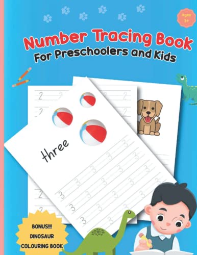 Number Tracing Books for Preschoolers and Kids with Dinosaur Coloring ...