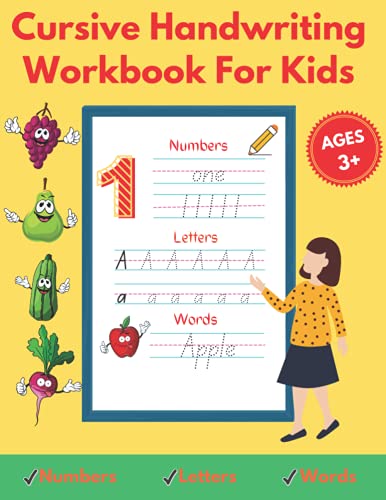 Cursive Handwriting Workbook for Kids Ages 3-5: learn to trace and ...