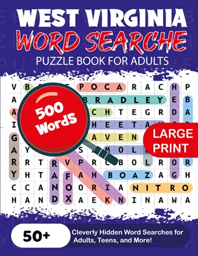 West Virginia Word Search Puzzle Book for Adults: Large Print for ...