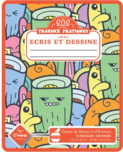 Ecris et Dessine: Carnet De Dessin Et D'écriture: 2/3 Page Blanche, 1/3 ...