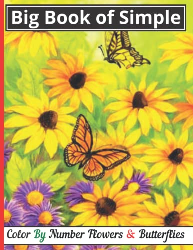 Big Book of Simple Color By Number Flowers & Butterflies: Large Print ...