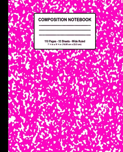 Marble Composition Notebook Wide Ruled 110 Sheets: Hot Pink by Miss Tan ...