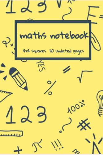 Math Notebook 4x4 .25 Inch Squares:110 graph paper pages: Lined Graph ...