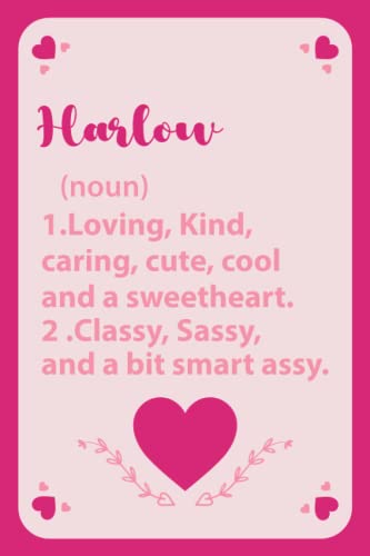Harlow Definition: Personalized Name Notebook for Girls and Women Named ...