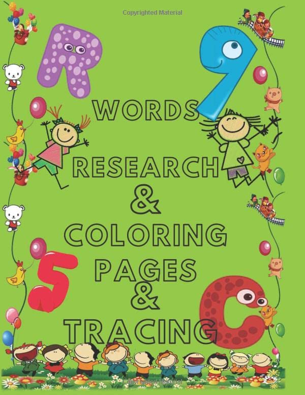 WORDS RESEARCH & COLORING PAGES & TRACING: mix activity book for kids ...