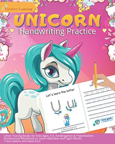 Unicorn Handwriting Practice: Letter Tracing Books for Kids Ages 3–5 ...