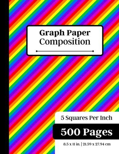 Graph Paper Composition: 500 Pages | 5x5 Graphing Grid Paper for Math ...