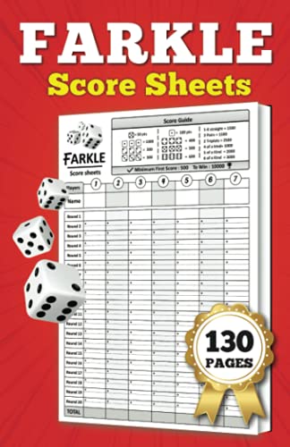 Farkle Score Sheets: Score Pages for Scorekeeping 5x7 inches | Farkle ...