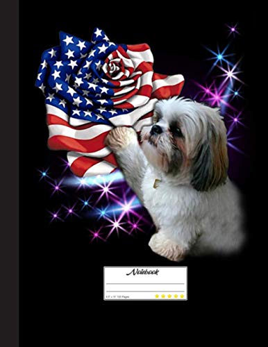 Cute Shih Tzu ameraian Flag Notebook: Blank Lined Journal for Shih Tzu ...
