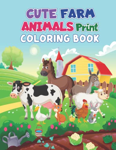 Cute Farm Animals Print Coloring Book: An Adult Coloring Book Of Cute ...