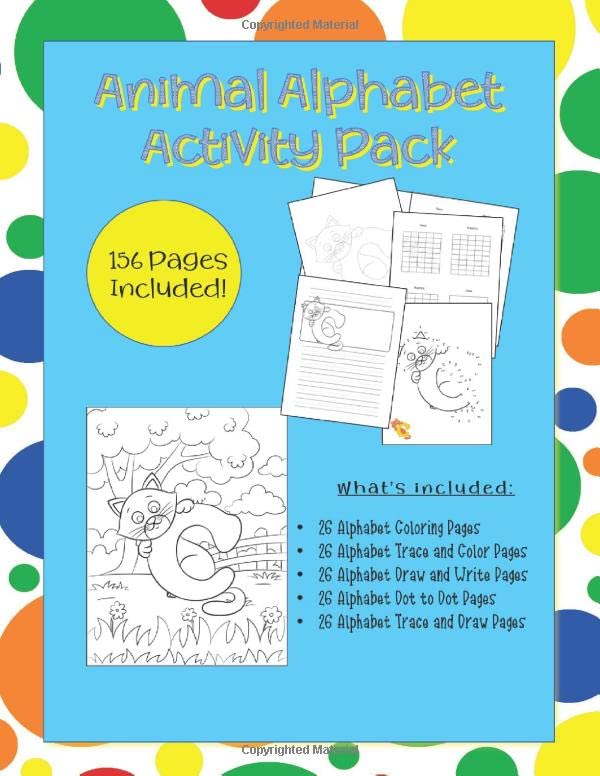 Animal Alphabet Activity Pack: A Huge Book of Coloring Pages, Trace ...
