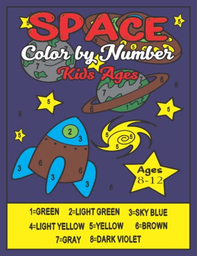 Space Color by Number for Kids: Space Paint by Number Coloring Book for ...