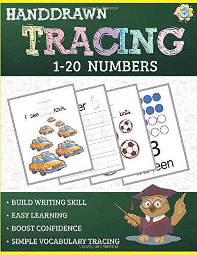 Handdrawn Tracing 1-20 Numbers: Workbook practice books paper for ...