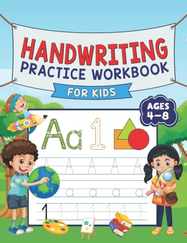 Hand Writing Practice Work Book for Kids Ages 4-8: Letter Numbers ...