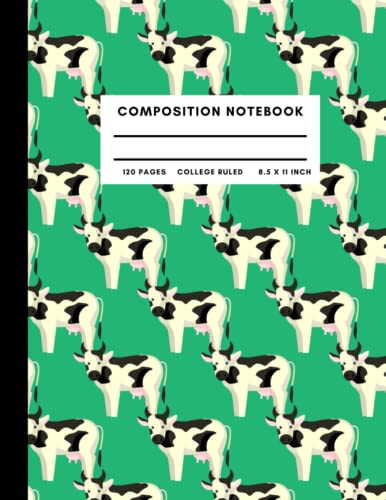 Cow Pattern Composition Notebook: Cute Cow Pattern Cover, College Ruled ...