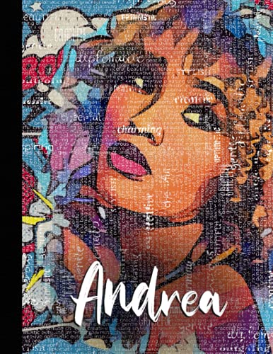 Andrea Notebook: Personalized Comic Style Beautiful Woman Wide Rule ...