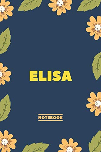 Elisa - Notebook: Yellow Floral design, Personalized name journal ...