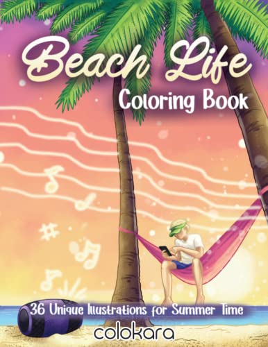 Beach Life Coloring Book: Large Print, Easy and Simple designs for ...