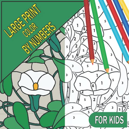 Large Print Color by Numbers for Kids: Stress Relieving Designs for ...