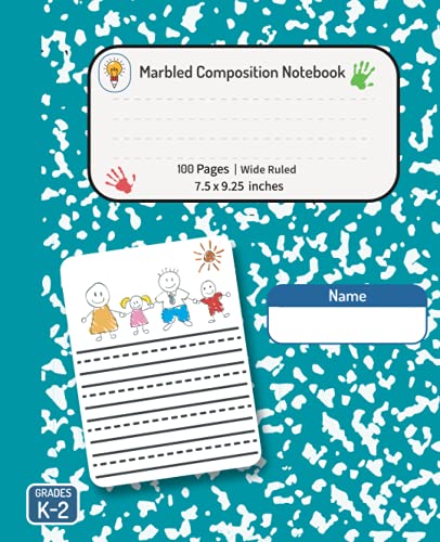 Marbled Composition Notebook: Teal Marble, Primary Composition Notebook ...