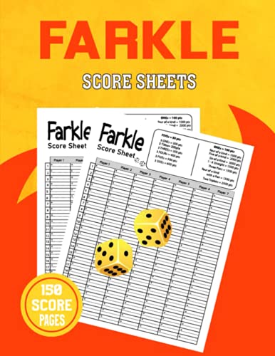 Farkle Score Sheets: 150 Large Farkle Game Score Pages For Scorekeeping ...