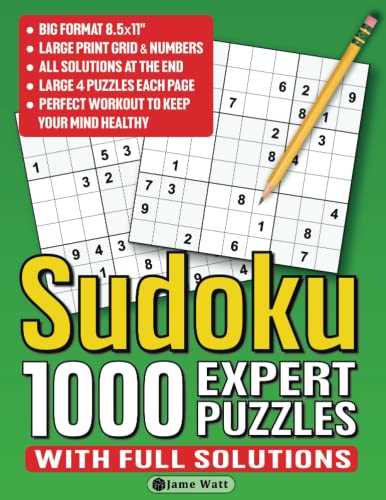 1000 sudoku puzzles for adults with full solutions: Vol 3: Expert ...