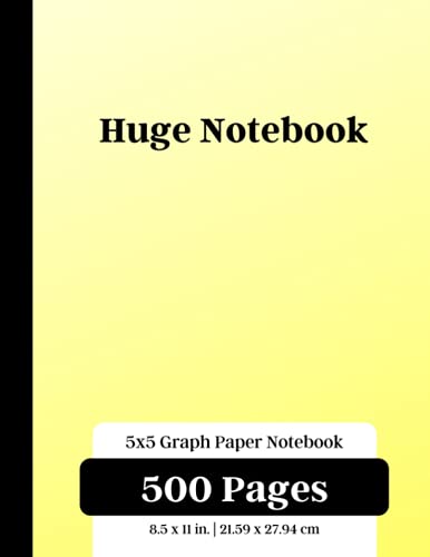 Huge Notebook: 500 Pages | 5x5 Graphing Grid Paper for Math, Science ...