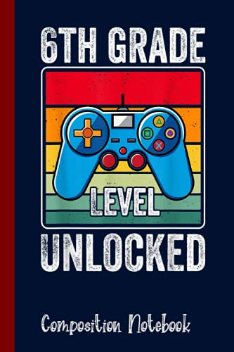 6th Grade Level Unlocked Video Game Back to School Gamer Quad Ruled ...
