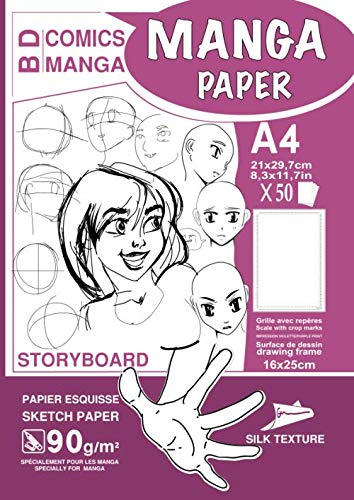 MANGA PAPER STORYBOARD: Manga Cartoon Paper | Grid with Markers | blank ...