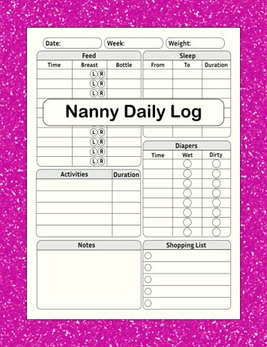 Nanny Daily Log: Baby Daily Log Book for Newborns | Tracker, Chart ...