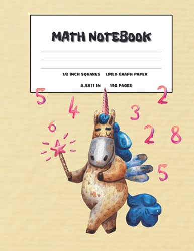 Math Notebook |1/2 inch Squares Lined Graph Paper: Graph Notebook Math ...