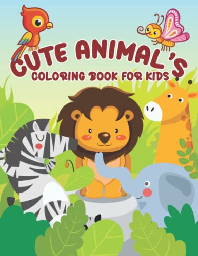 Cute Animal Coloring Book For Kids: Fun And Easy Coloring Pages in Cute ...