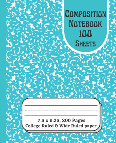 Composition Notebook College Ruled And Wide Ruled Paper: Aqua Blue ...