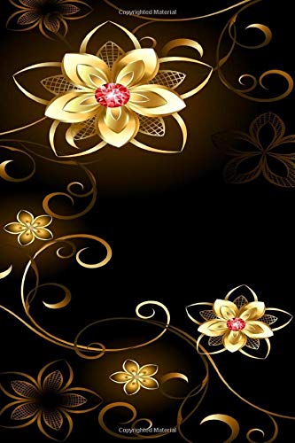 GOLD FLORAL NOTEBOOK: Black/gold notebook to write in, lined pages ...