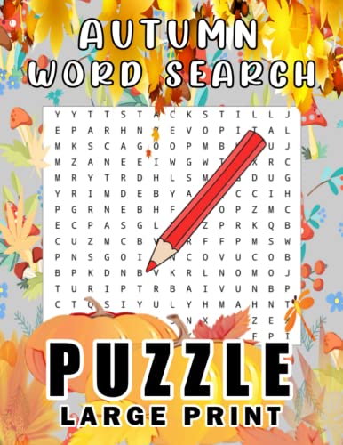 Autumn Word Search Puzzle Large Print: Autumn Coloring and Wordsearch ...