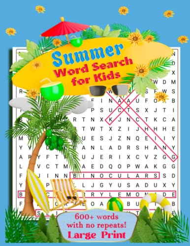 Summer Word Search for Kids: Word Search Puzzle Book Of Summer Time For ...