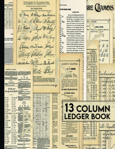 Accounting Ledger 13 Column Log Book: Texture polygon style paper cover ...