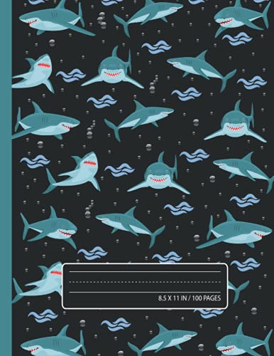 Primary Story Notebook: Shark Notebook: 8.5" x 11" 100 Pages, Shark ...