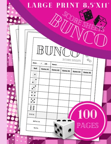 Bunco Score Sheets | 100 Large Print Bunco Score Pads for Scorekeeping ...