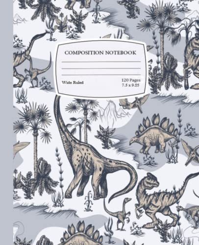 Dinosaur Composition Notebook: Wide Ruled Lined Paper Notebook Journal ...