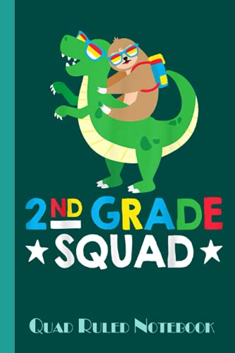 2nd Grade Squad Sloth Trex Matching Back To School Team Quad Ruled ...