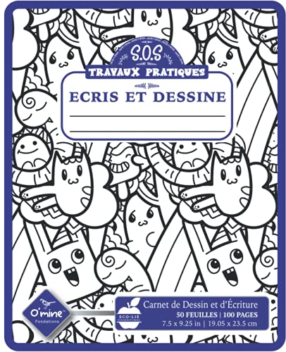 Ecris et Dessine: Carnet De Dessin Et D'écriture: 2/3 Page Blanche, 1/3 ...